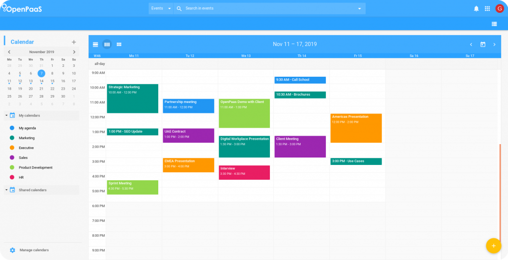 Team Calendar - OpenPaas Smart Open Source Digital Workplace